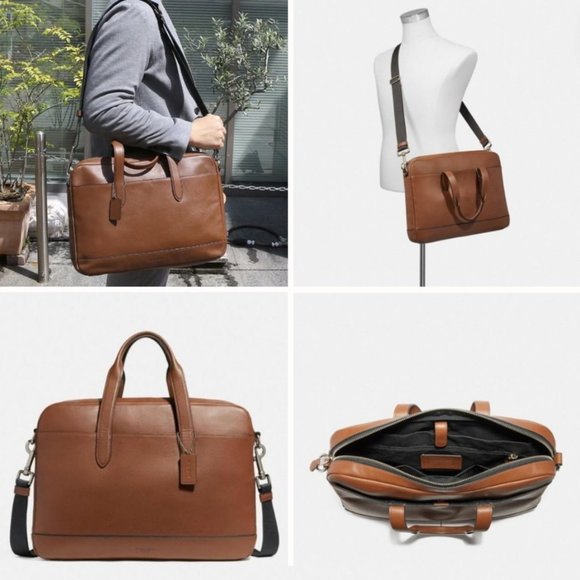 Coach | Bags | Coach Hamilton Leather Briefcase Crossbody Bag In Saddle ...